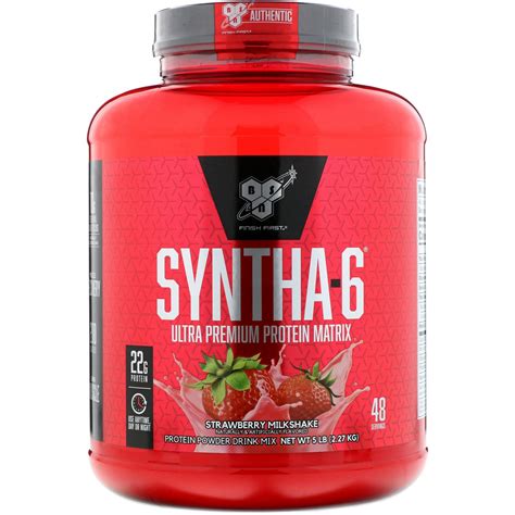 BSN, Syntha-6, Ultra Premium Protein Matrix, Strawberry Milkshake, 5.0 ...