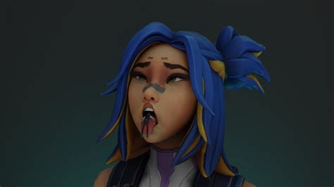 Rule 34 3d Blender Blender Software Blue Hair Chamber Valorant Female Female Pred Femdom