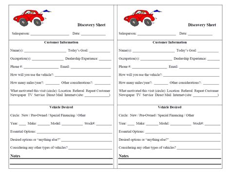 Customer Discovery Sheet Mini Nwautolink