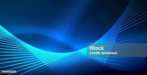 네온 빛나는 테크노 라인 블루 하이테크 미래 지향적 인 추상 배경 템플릿 조명 0명에 대한 스톡 벡터 아트 및 기타 이미지 0명 곡선 곧은 Istock