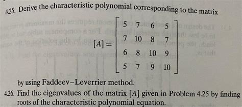 Solved 425 Using Vba Derive The Characteristic
