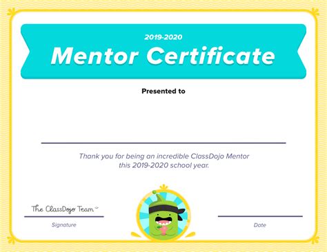 Classdojo Mentor Certificate Mentor The Incredibles School Year