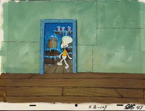 Orig Spongebob Animation Cel And Background Squidward