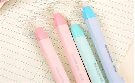 6pcs Retractable Click Eraser With 6pcs Refill Erasers Colourful
