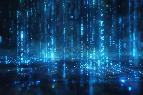 Digital Image Of Abstract Background With Blue Glowing Binary Code