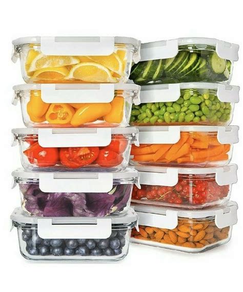 10 Pack Prep Naturals 24 Ounce Glass Meal Prep Containers With Lids