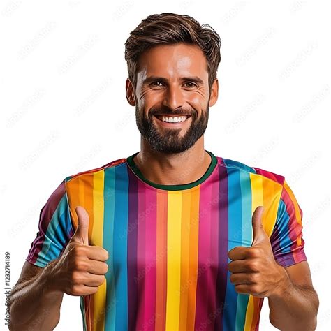 Rainbow Pride A Young Man Beams With Pride Confidently Displaying The Lgbtq Rainbow Flag