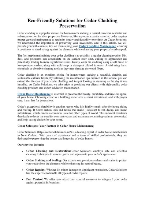 Ppt Eco Friendly Solutions For Cedar Cladding Preservation Powerpoint Presentation Id 12539428