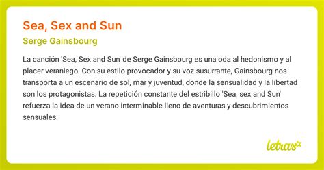 Significado De La Canción Sea Sex And Sun Serge Gainsbourg Letrascom
