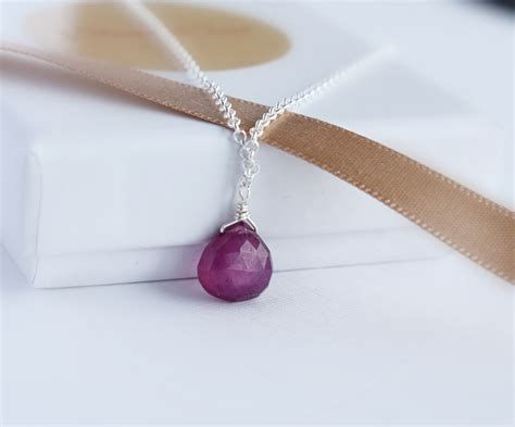 Ruby Necklace Silver Ruby Necklace Genuine Ruby Small Etsy