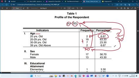 Percentage And Frequency Computation Procedure Using Manual Calculator