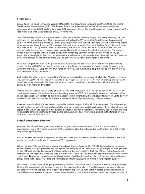 Visual Basic Notes Pdf Button Computing Basic