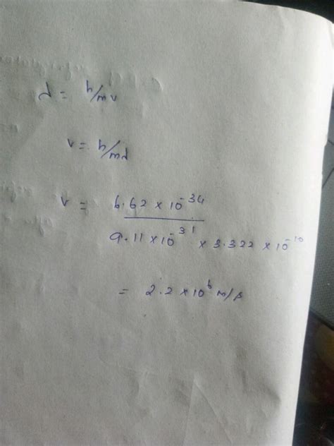 If The Velocity Of An Electron In The First Bohr Orbit Of A Hydrogen