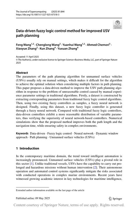 Data Driven Fuzzy Logic Control Method For Improved Usv Path Planning