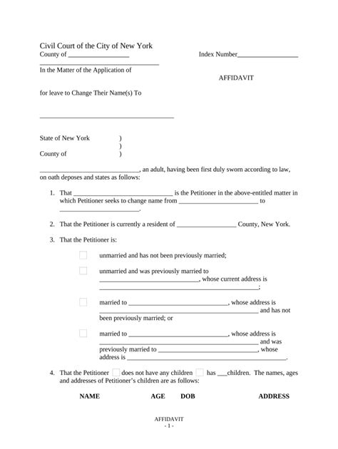 Printable Affidavit Template New York Fillable Form 2025