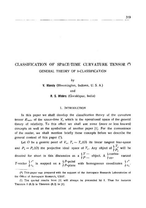 Pdf Classification Of Space Time Curvature Tensor Dokumentips
