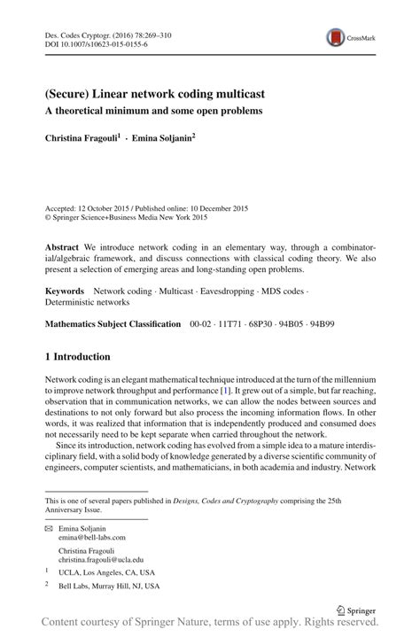 Secure Linear Network Coding Multicast Request Pdf