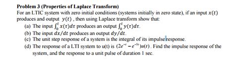 Solved For An Ltic System With Zero Initial Conditions