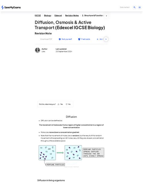Diffusion Osmosis And Active Transport Edexcel Igcse Biology Revision Notes 2019 Pdf