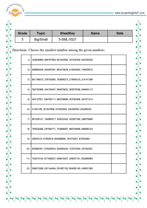 Number System Worksheets For Grade 5