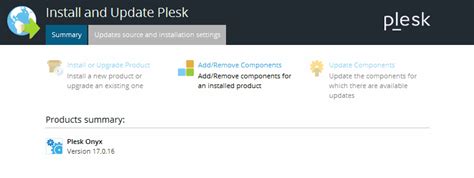 Adding And Removing Plesk Components Plesk Onyx Documentation