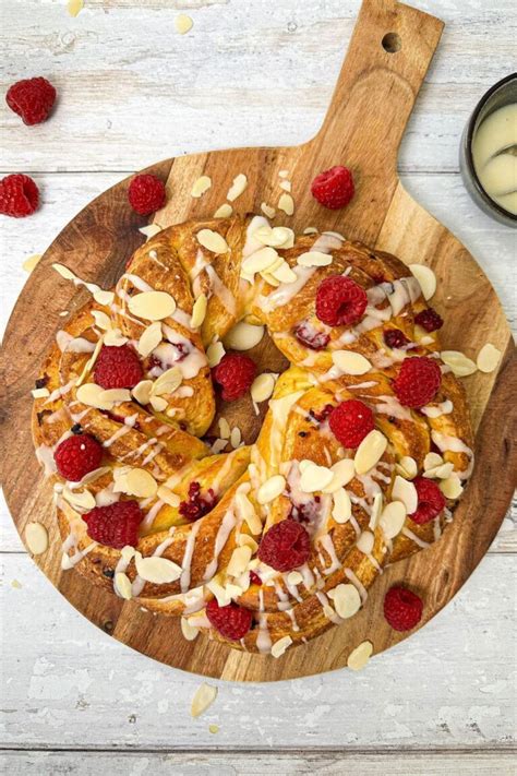 Festive Sourdough Braided Brioche Wreath With Raspberries And Orange