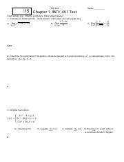 Mcv U Ch TestJan Sync Doc Pdf Feb Chapter MCV U Test Exact Values Only