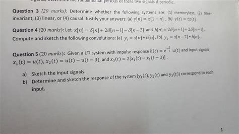 Solved Determine Whether The Following Systems Are Chegg