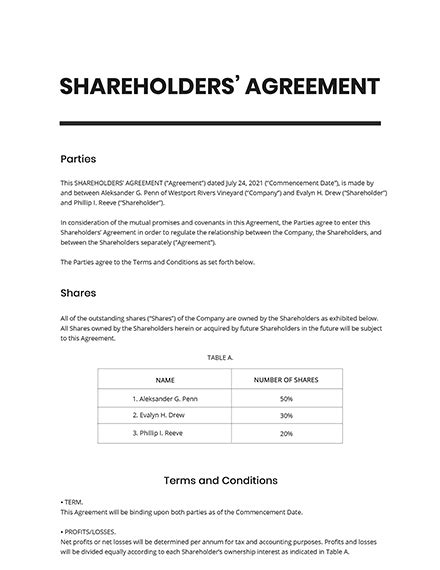 21 Shareholder Templates Free Downloads