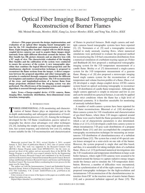 Pdf Optical Fiber Imaging Based Tomographic Reconstruction Of Burner Flames
