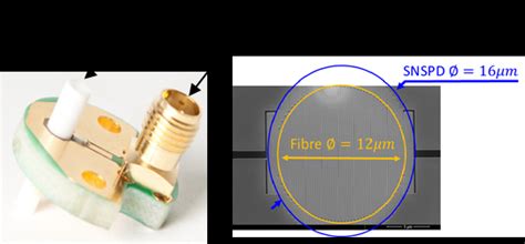 Picture Of Snspd With Optical Coupling From Snspd Diameter 16 µm To