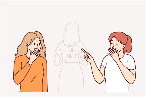 Girls Laugh At Classmate With Ugly Written On Back For Concept Of Bullying And Shaming In