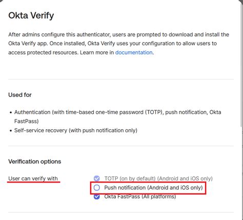 Disable Okta Verify Push Notification