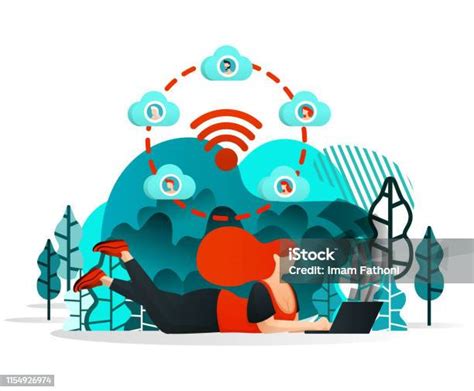 공유할 사물의 인터넷 소녀 또는 사람들은 인터넷과 무선 네트워크를 사용 하 여 어디서 나 친구와 함께 일할 수 있습니다 평면 만화 스타일입니다 웹 페이지 배너 모바일 앱