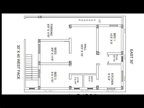 30 40 West Face House Plan 3bhk YouTube