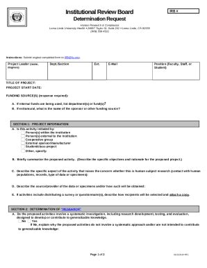 IRB Application Researchaffairs Llu Doc Template PdfFiller