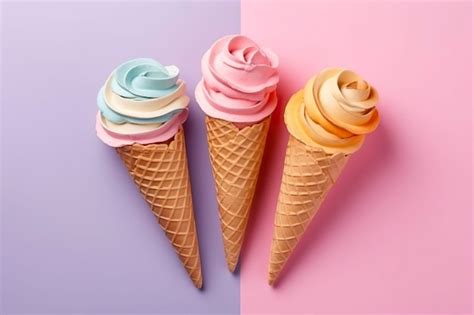 Premium Ai Image Ice Cream In A Waffle Cone Generative Ai