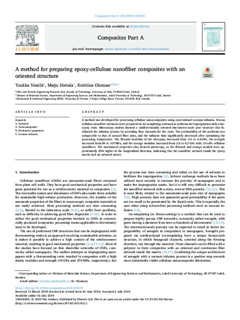 Pdf A Method For Preparing Epoxy Cellulose Nanofiber Composites With