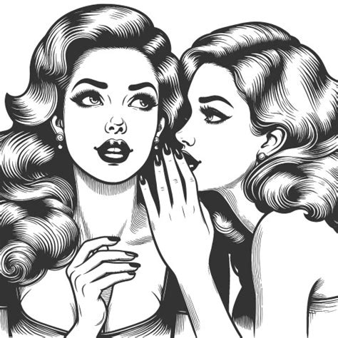 Pin Up Girls Whispering Secrets Sketch Royalty Free Vector