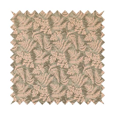Leaf Pattern Chenille Pink Brown Colour Upholstery Fabric Jo 1125