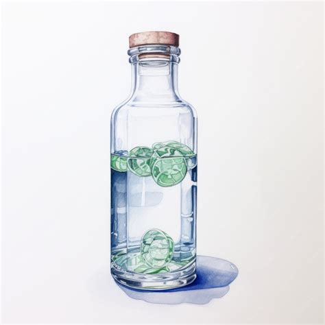 Premium Ai Image Watercolor Bottle Drawing With Crystalline Aesthetics
