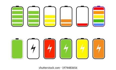 Battery Indicator Icon Set Isolated On Stock Vector Royalty Free 1974483656 Shutterstock