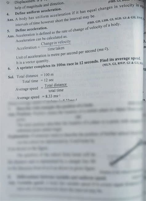 SOLUTION Class Physics Unit Extra Short Questions About Graphical Analysis Of Motion Part