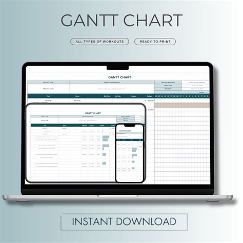 Gantt Chart Google Sheets Excel Spreadsheet Project Planner Task Tracker Project Management