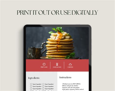 Editable Cookbook Template Printable Recipe Book Template DIY Cooking Planner Digital Recipe