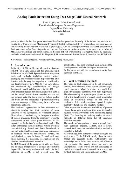 Pdf Analog Fault Detection Using Two Stage Rbf Neural · Analog