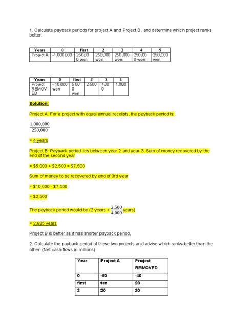 Further Practice On Interim Test Soln Pdf Net Present Value Money