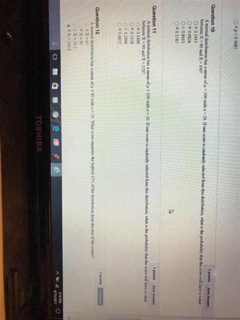 Solved A Normal Distribution Has A Mean Of Mu 100 With