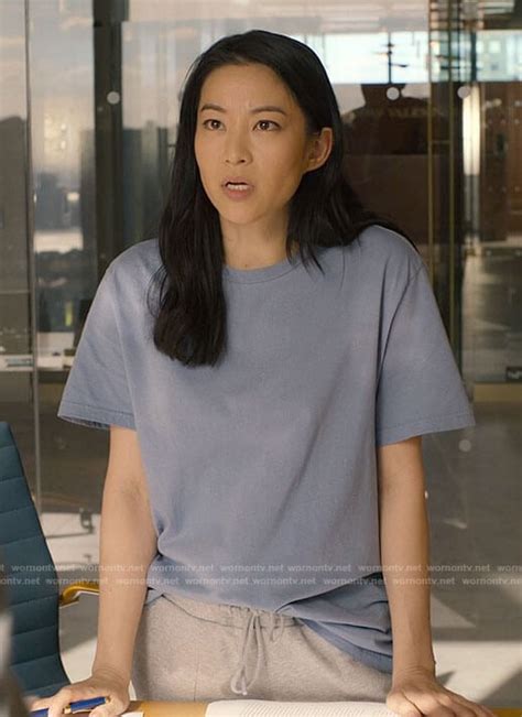 Wornontv Ingrids Blue T Shirt On Partner Track Arden Cho Clothes
