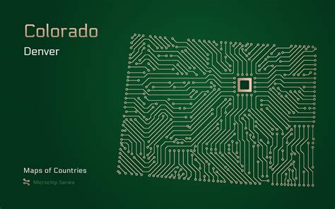 Colorado Map With A Capital Of Denver Shown In A Microchip Pattern Silicon Valley E Government